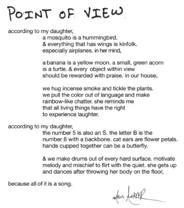 Marcus Amaker ~ "point of view" (a poem about my daughter)